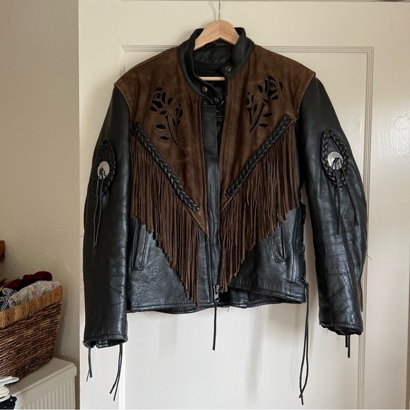 Unik | Jackets & Coats | Amazing Vintage Brown Suede Black Leather ...
